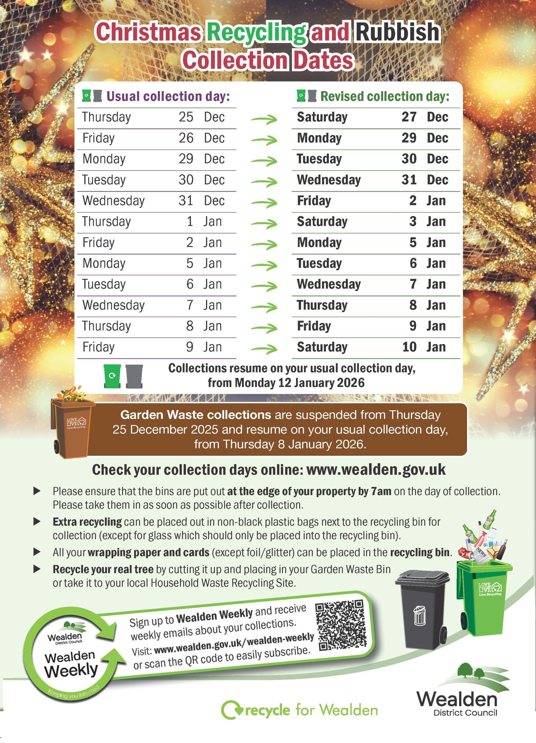 Christmas Bin Collection Dates Confirmed